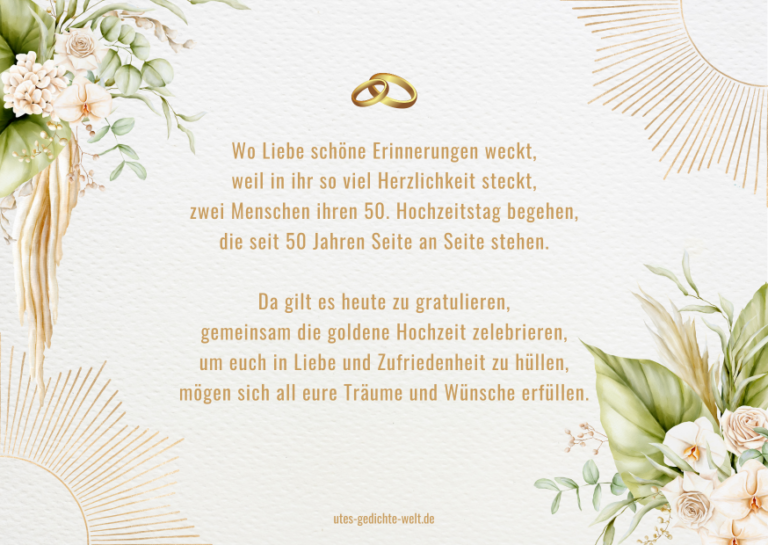 22 zeitlose Glückwünsche zur goldenen Hochzeit