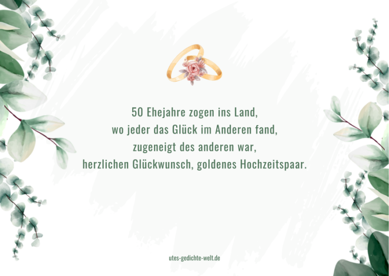 22 zeitlose Glückwünsche zur goldenen Hochzeit