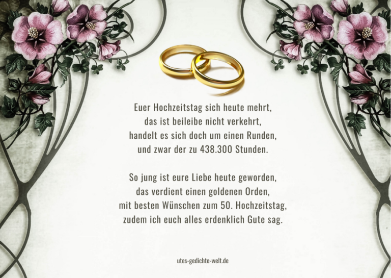 22 zeitlose Glückwünsche zur goldenen Hochzeit